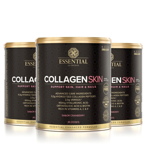 Kit 3unid Collagen Skin (330g) - Essential Nutrition - Corpo & Vida ...