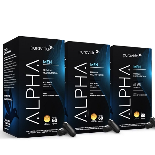 Kit 3 un Alpha Men (60 Cápsulas) - Pura Vida - Corpo & Vida Suplementos ...