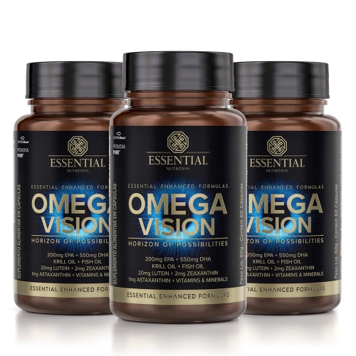 Kit 3unid Ômega Vision (60 cápsulas) - Essential Nutrition - Corpo ...